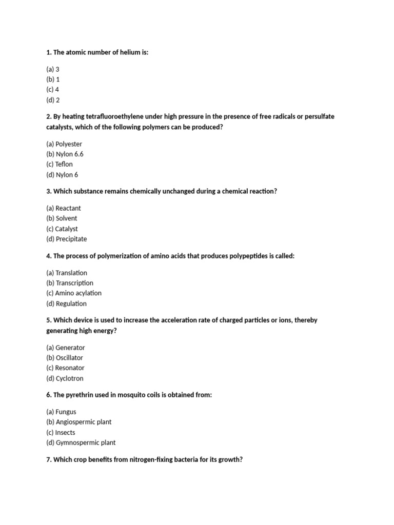 MCQ2 | PDF | Polymerization | Chemical Substances