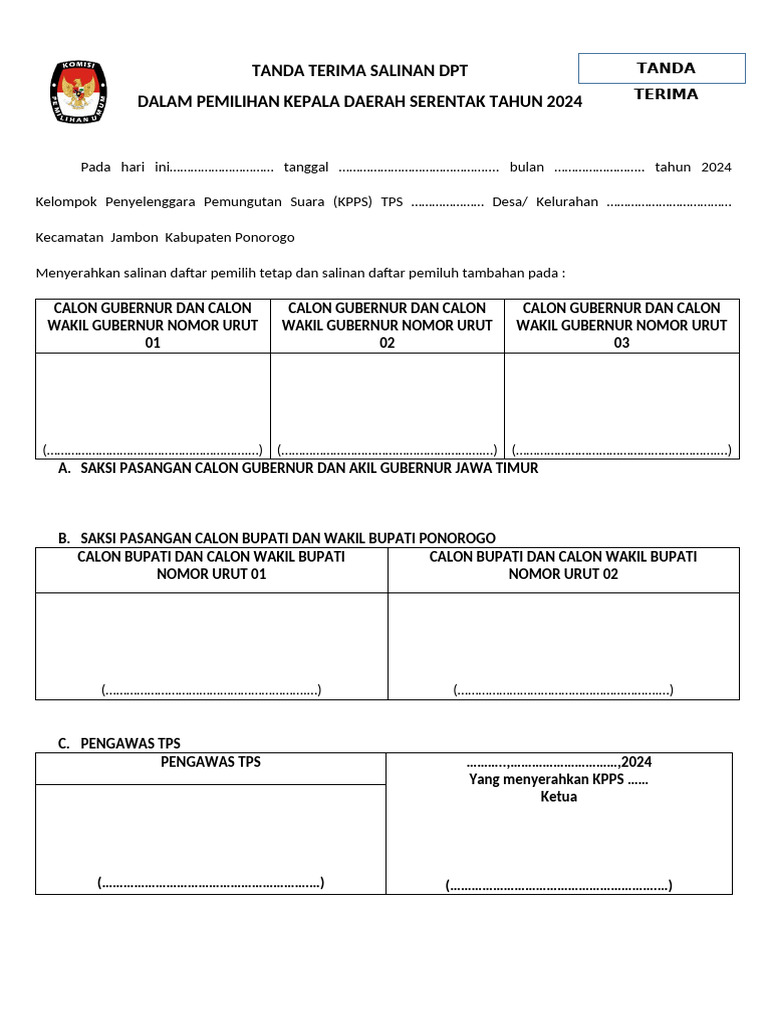 TANDA TERIMA SALINAN DPT | PDF