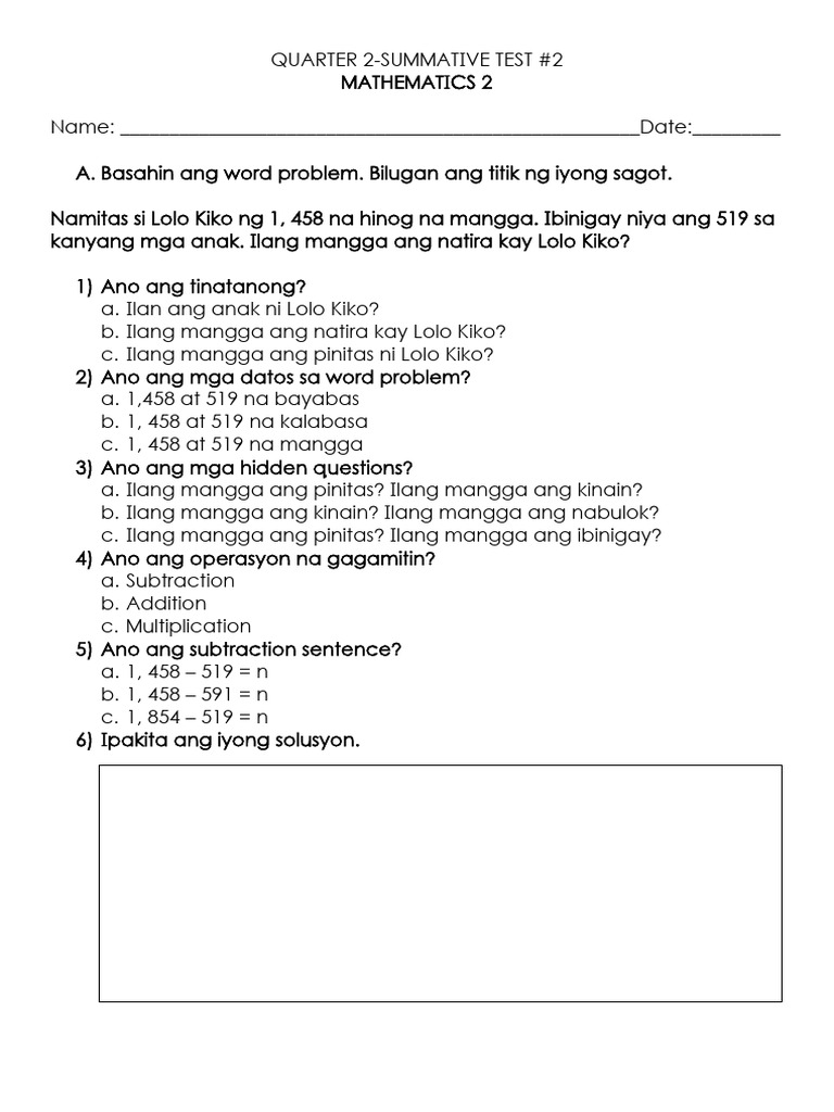 Q2 Math ST2 | PDF