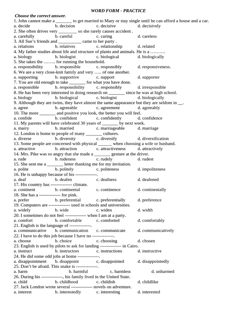 WORD FORM 9 | PDF | Fluency