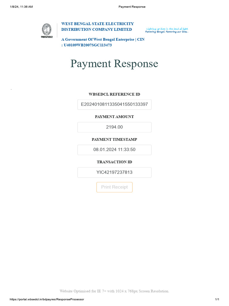 Payment Response | PDF