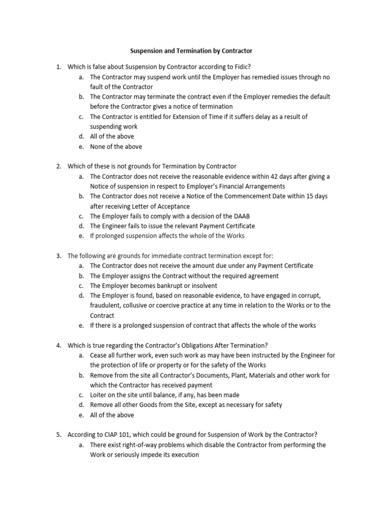 Contractor Suspension and Termination Guide | PDF | Breach Of Contract ...