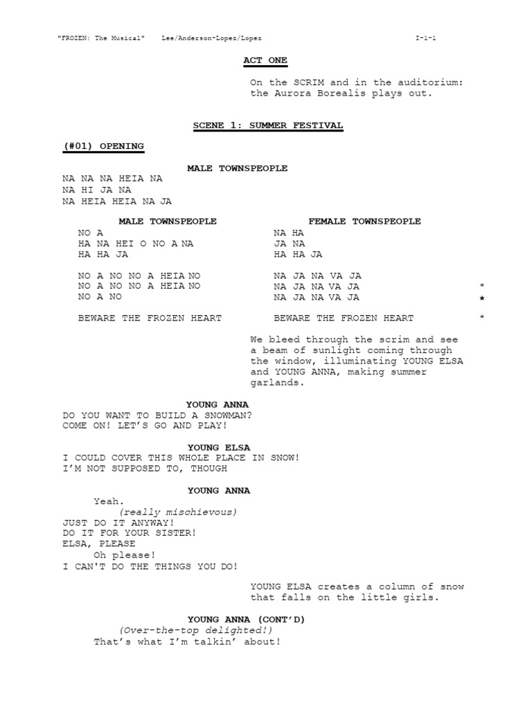 Frozen The Musical - Script | PDF