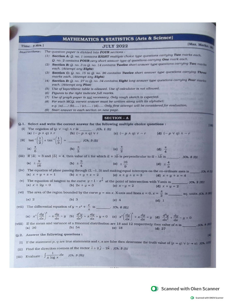 Sci Maths Paper | PDF