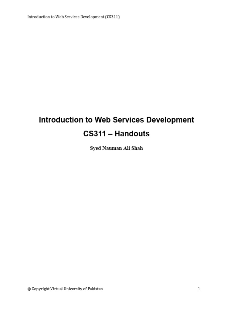 Introduction To Web Services Development (CS311) - Updated Handouts ...