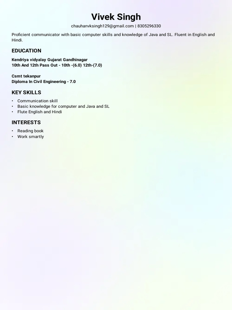 Vivek Singh - CV | PDF