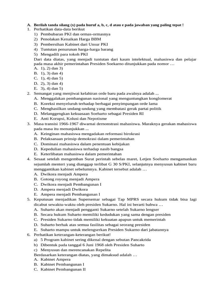 Soal Pat 2 Sejarah Peminatan, Kls Xii - Doc | PDF