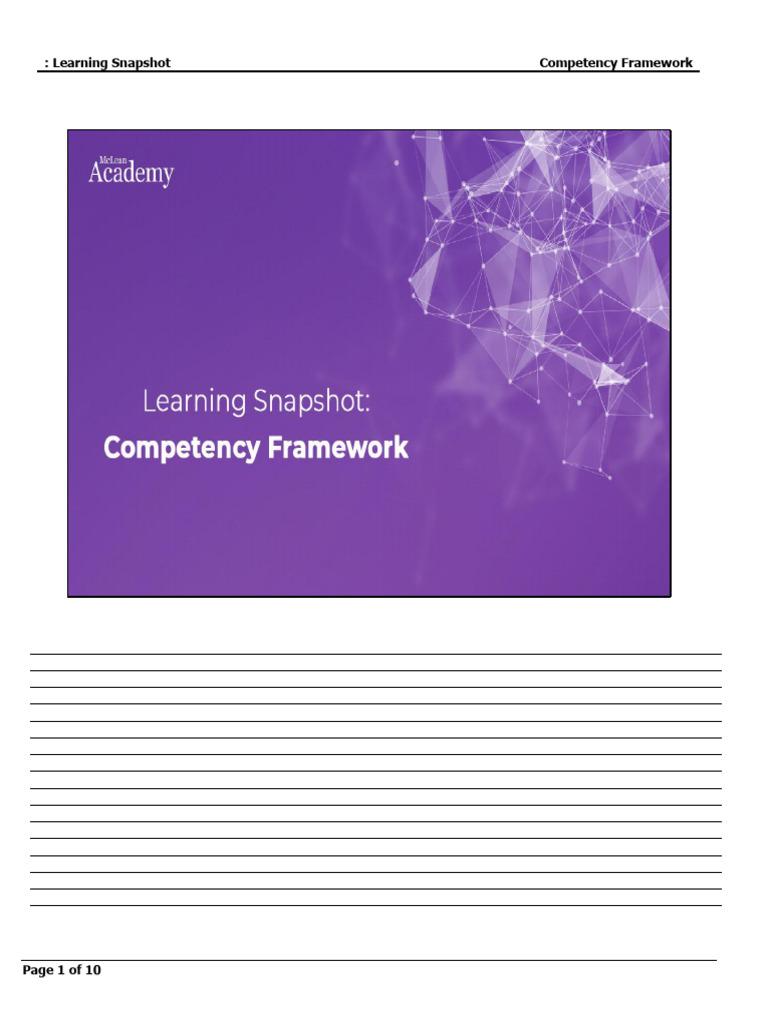 Competency Framework Learning Snapshot Download Notes | PDF