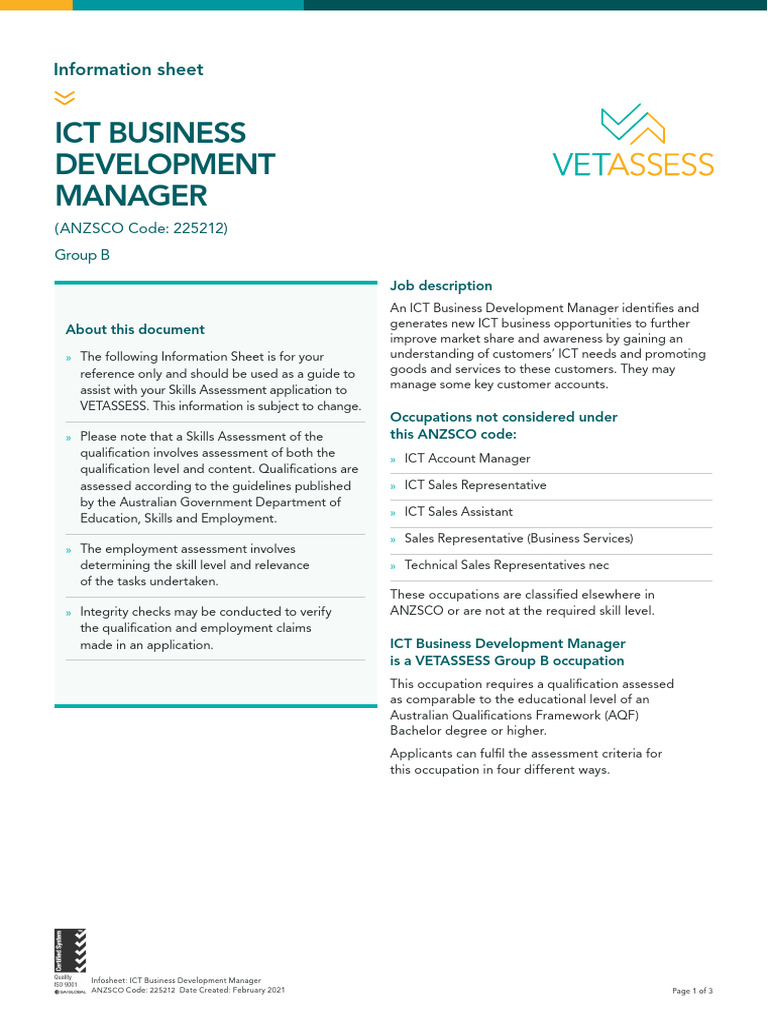 ICT Business Development Manager | PDF | Academic Degree | Business