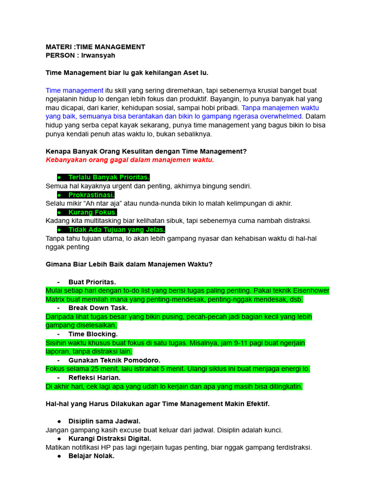 Materi - Time Management | PDF