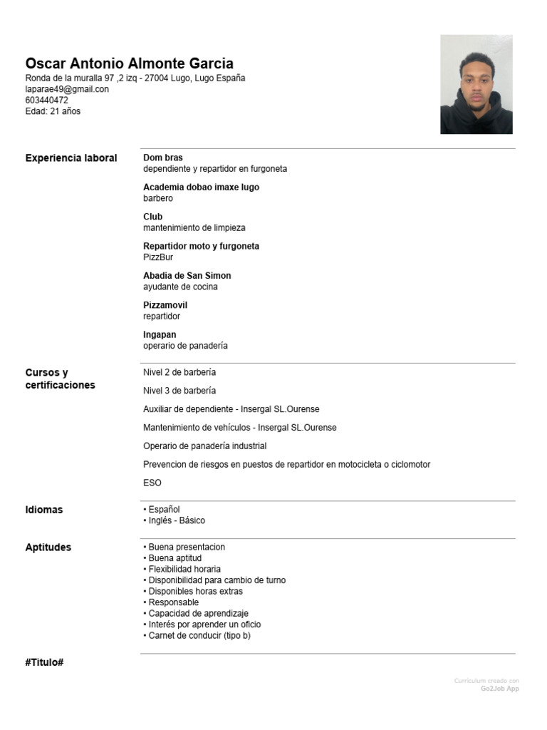 Currículum - Oscar | PDF