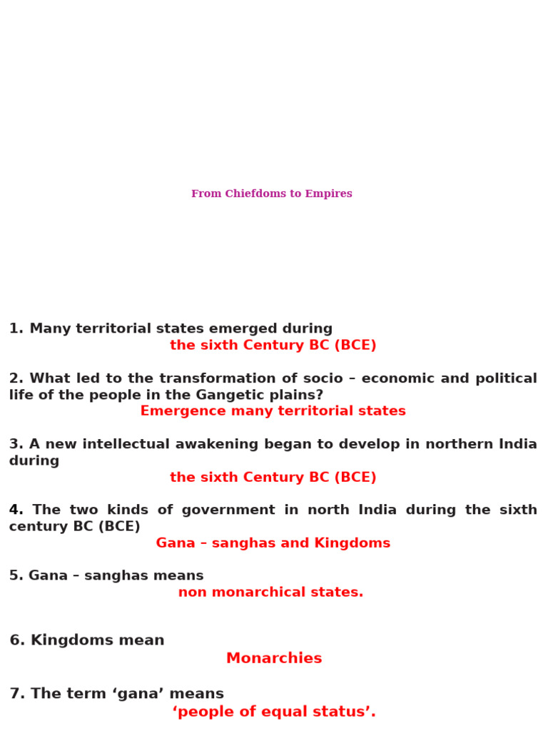 CLASS 6 TERM 2 HISTORY CHA-3 From Chiefdoms To Empires | PDF | Ashoka | Ancient India