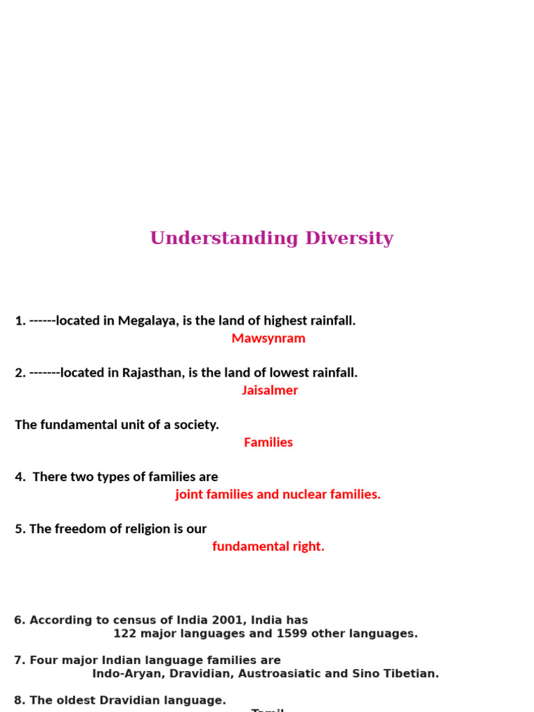 Understanding Diversity | PDF | Languages Of India | South Asia