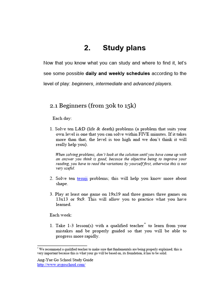 Study Go Plan - Beginner | PDF
