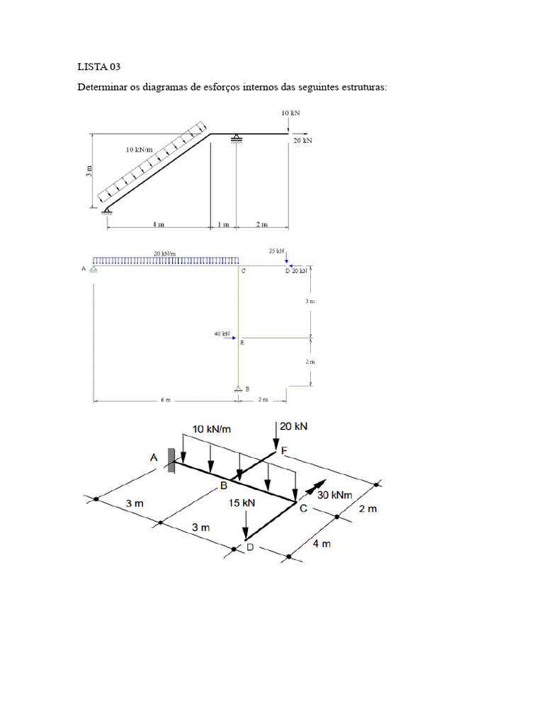 LISTA - 03 (1) Mecanica Das Estruturas | PDF