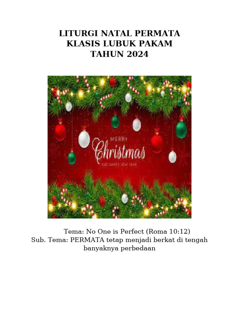 Liturgi Natal Permata Klasis Lubuk Pakam 2024 | PDF