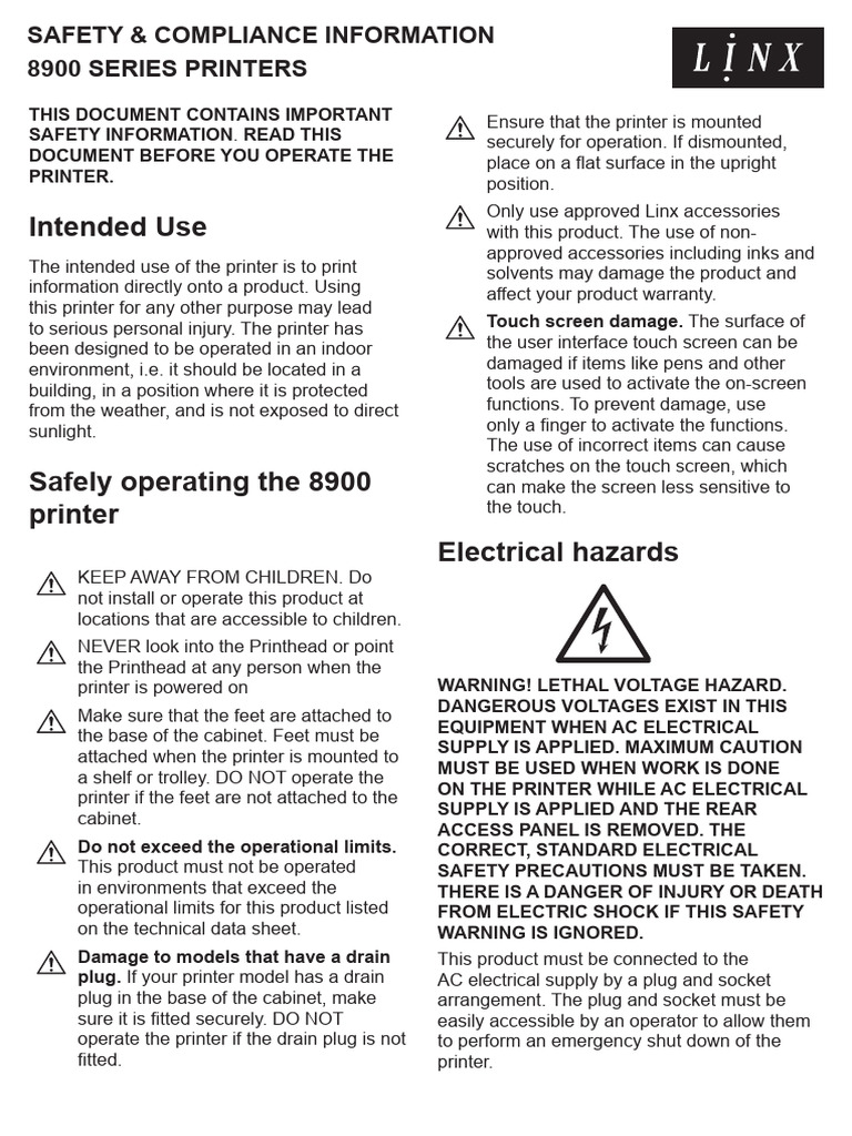 8900 SafetyGuide EN MP48056 | PDF | Printer (Computing) | Electromagnetic Interference