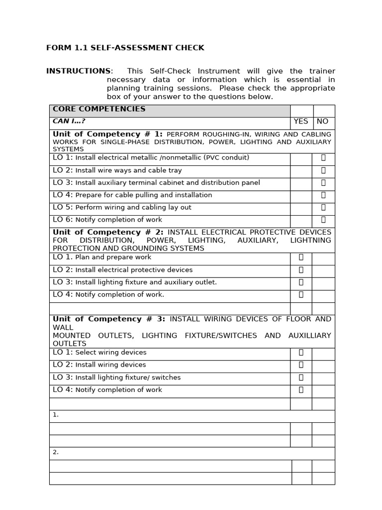 Data Gathering Instrument For Trainee | PDF | Electrical Wiring ...
