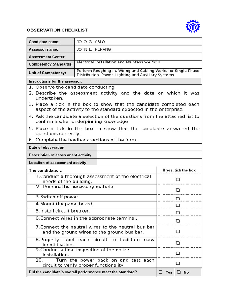 Observation-blank-form | PDF | Personal Protective Equipment | Safety
