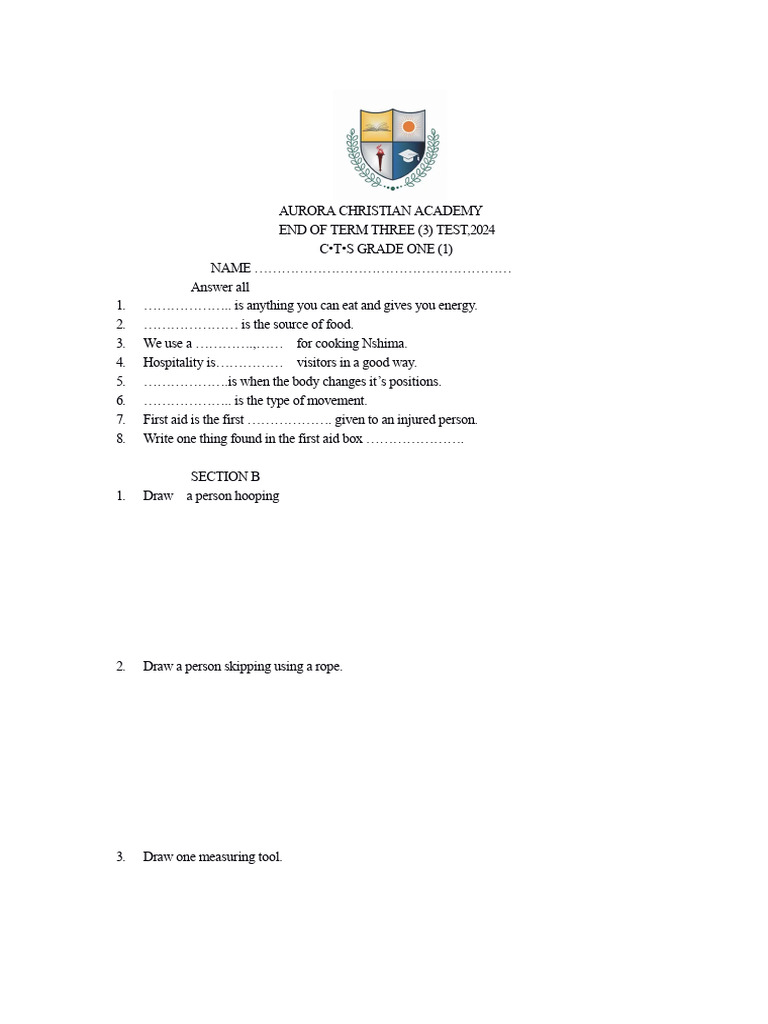 Aurora Christian Cts Grade 1 | PDF