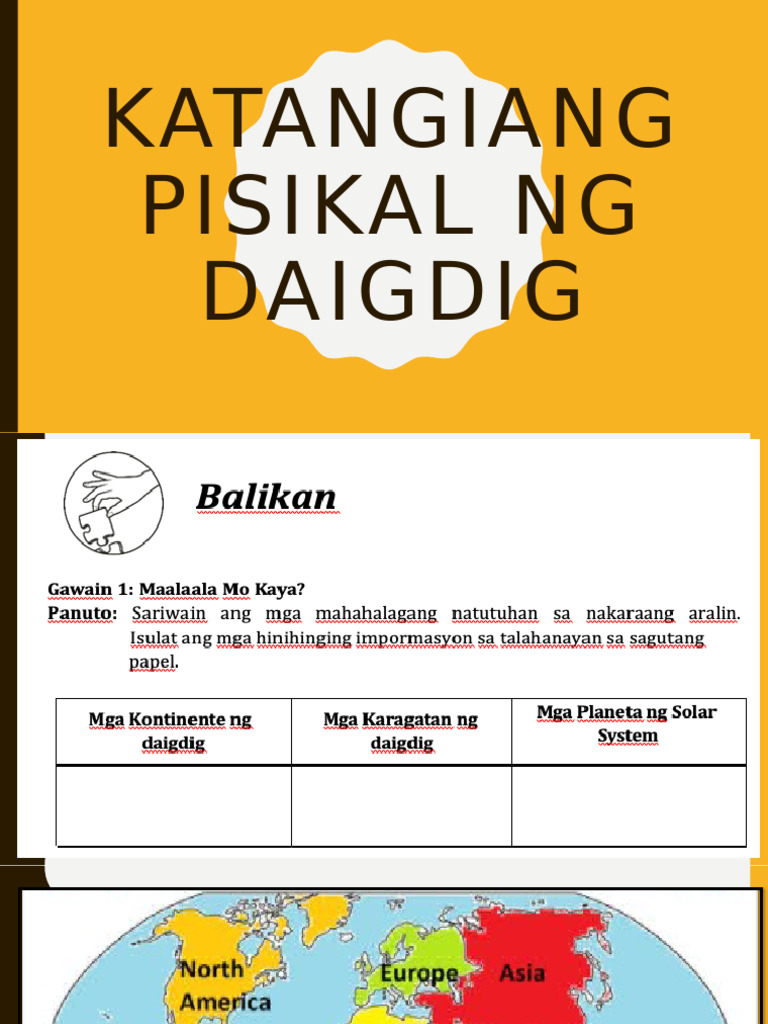 AP 8 Lesson 1 Katangiang Pisikal NG Daigdig | PDF