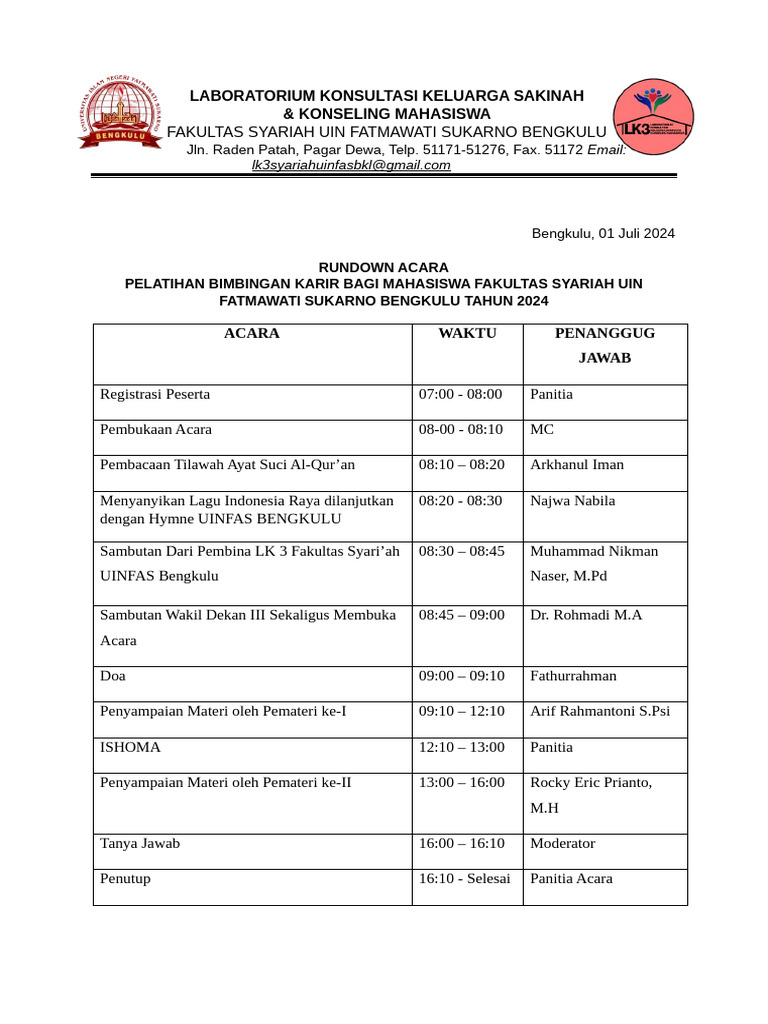 Rundown Acara | PDF