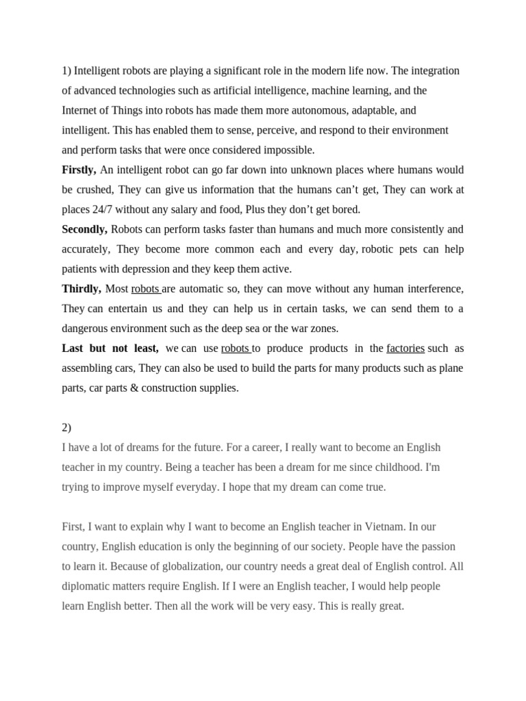 Essay | PDF | Robot | Robotics