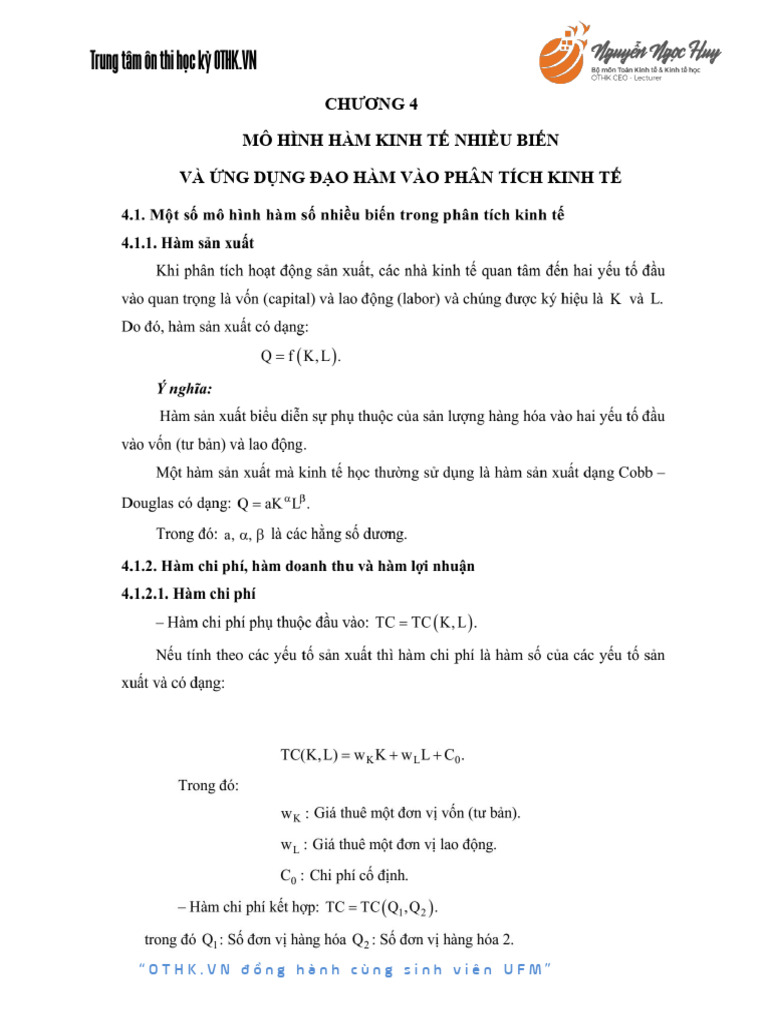 1727177357990 Chuong 4 1 Ung Dung Dao Ham Nhieu Bien Vao Phan Tich Kinh Te PDF | PDF