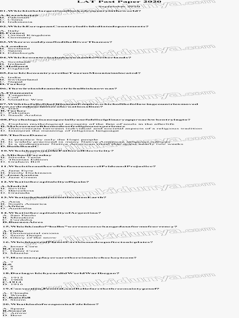 Lat past papers 2020 | PDF