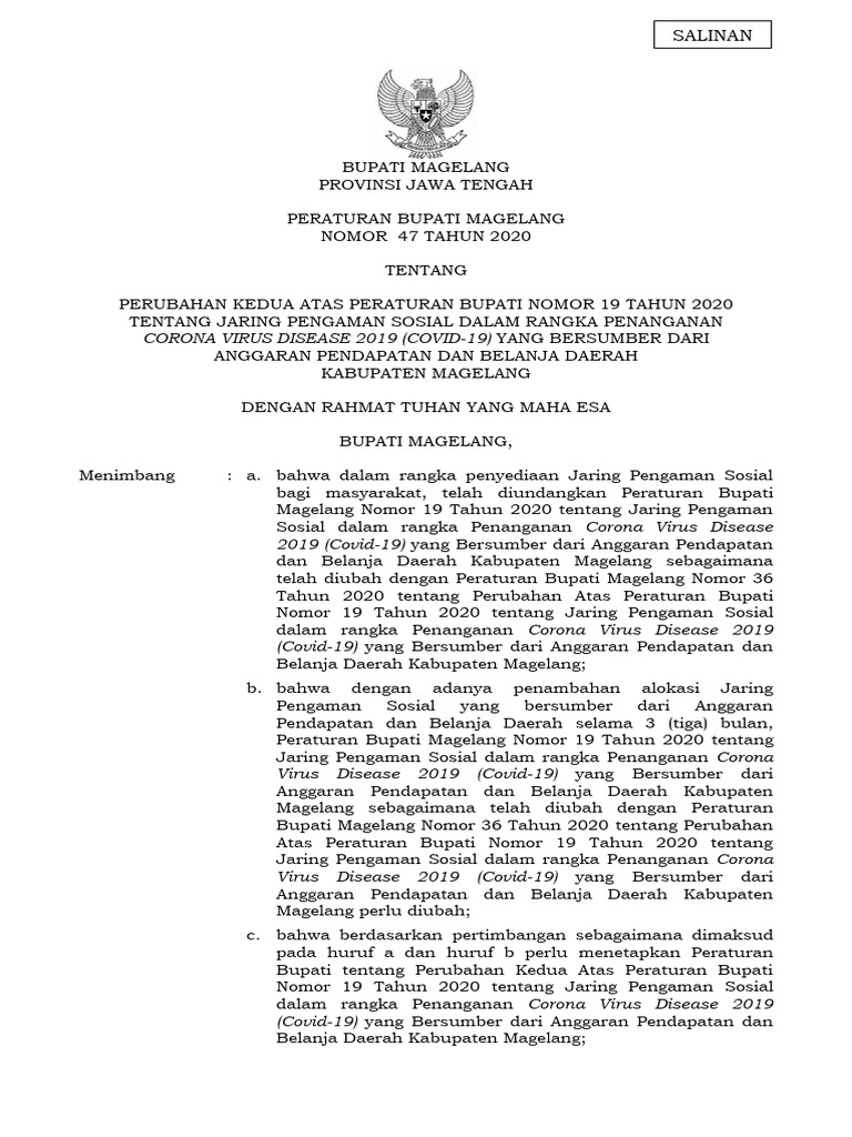 Perubahan Perbup Jaring Pengaman Sosial | PDF