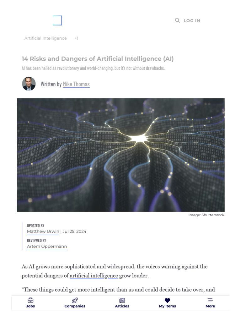 14 Dangers of Artificial Intelligence | PDF | Artificial Intelligence ...