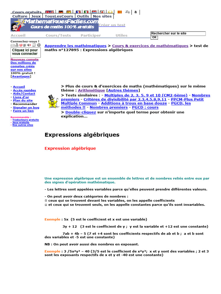 Comprendre les expressions algébriques | PDF | Mathématiques | Algèbre