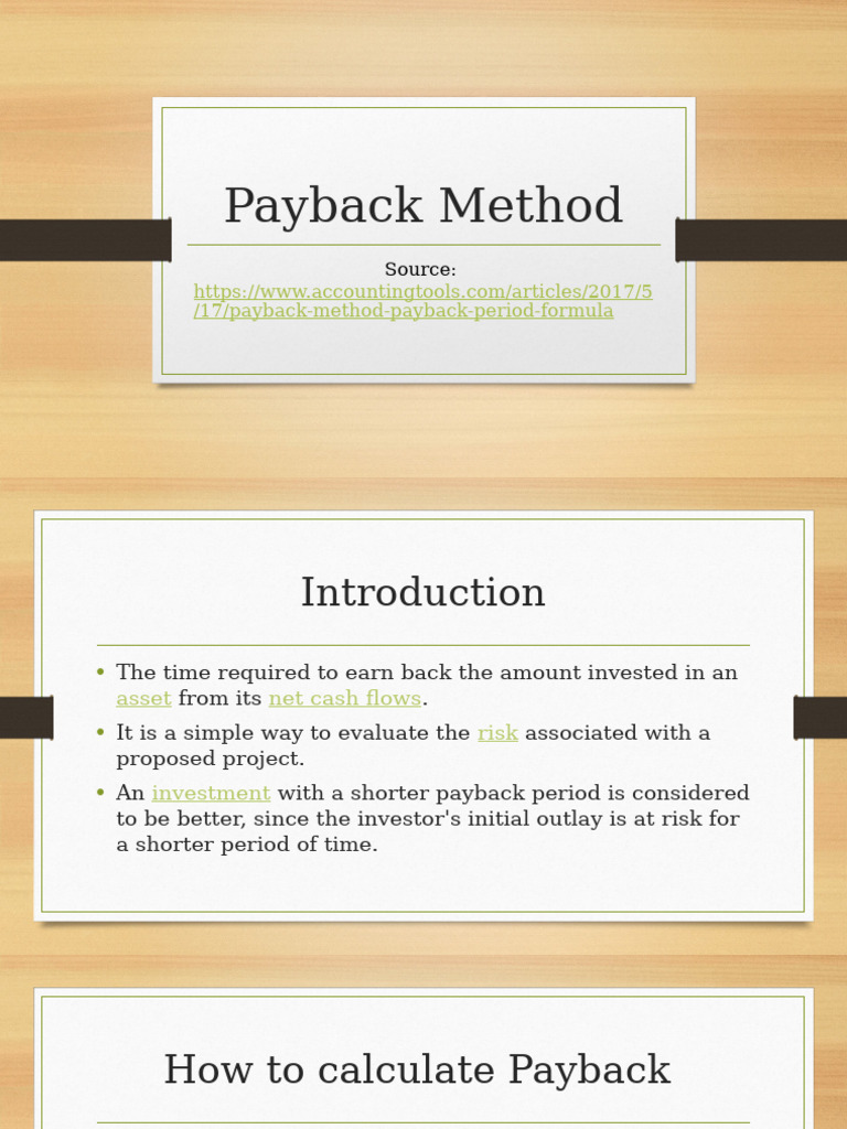 Payback Method | PDF | Time Value Of Money | Net Present Value