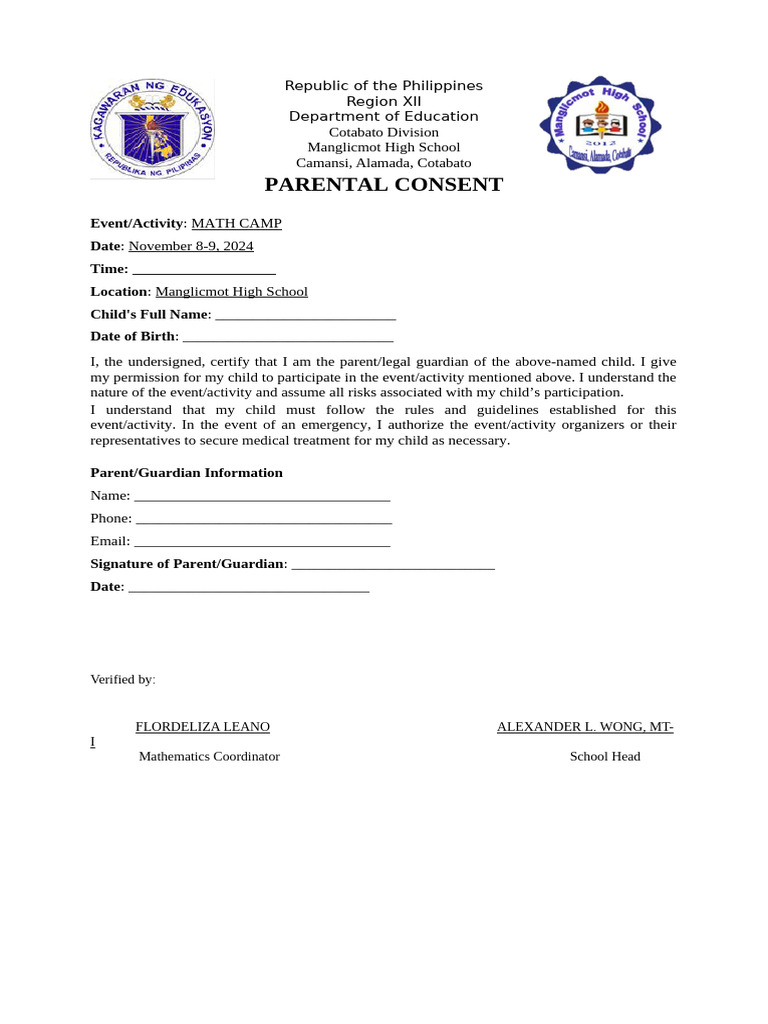 Parental Consent Form | PDF