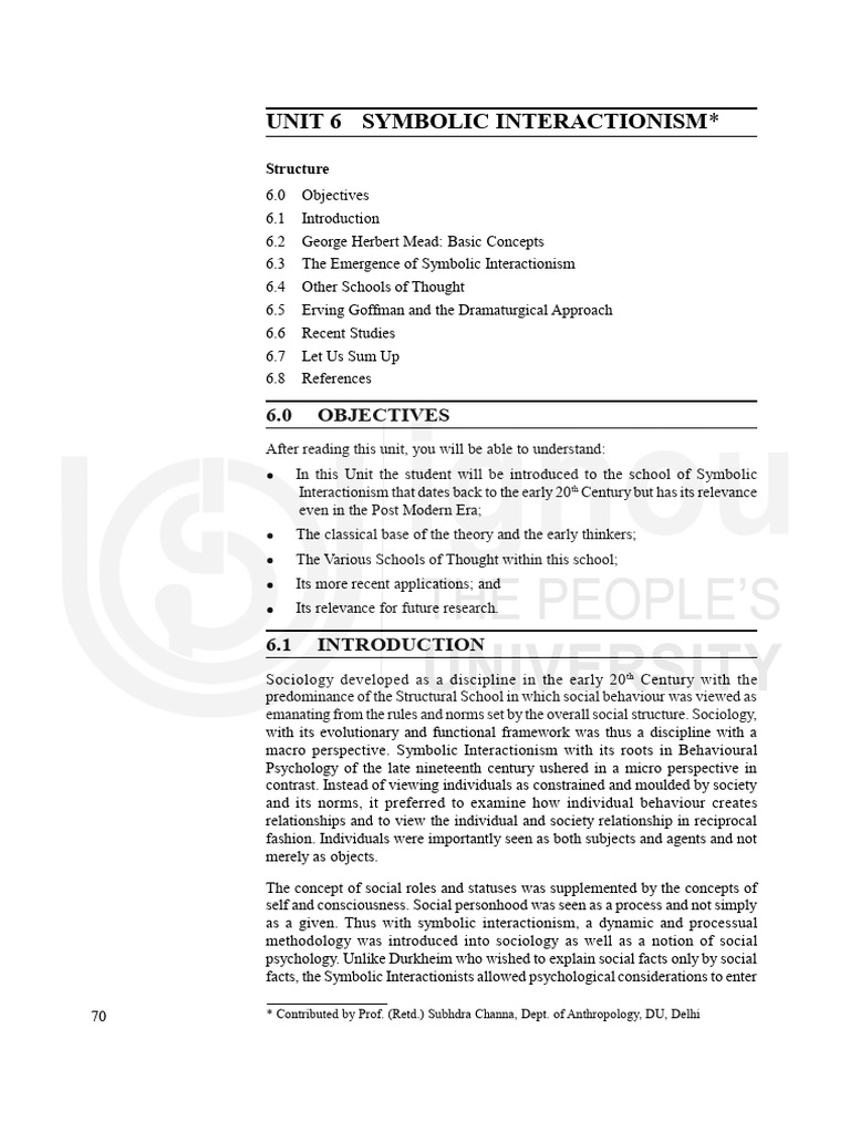 Symbolic Interactionism | PDF | Sociology | Methodology