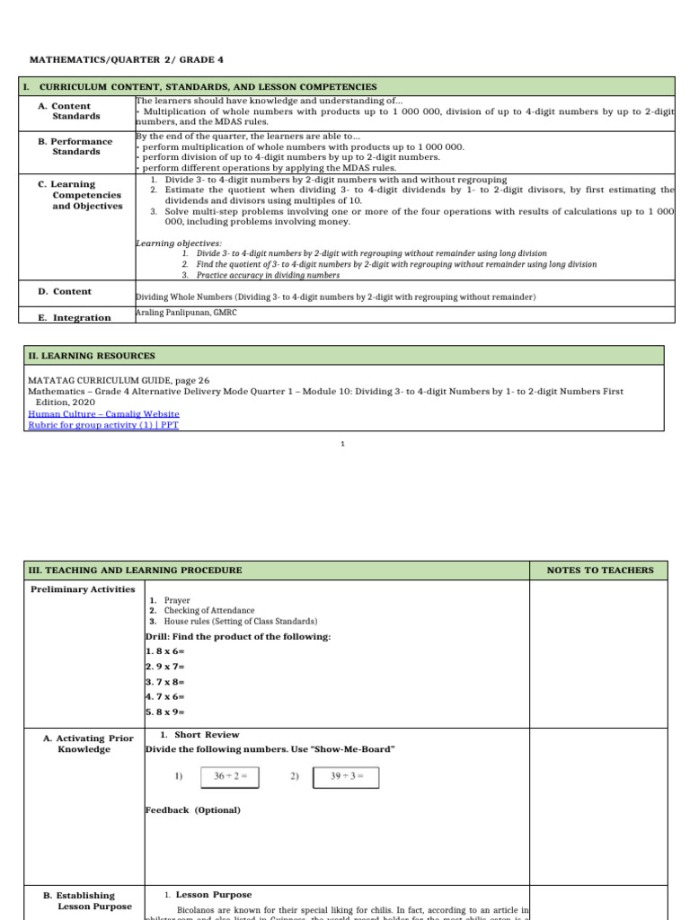 CO2_MATH_IV_RAGRAG | PDF | Division (Mathematics) | Cognition