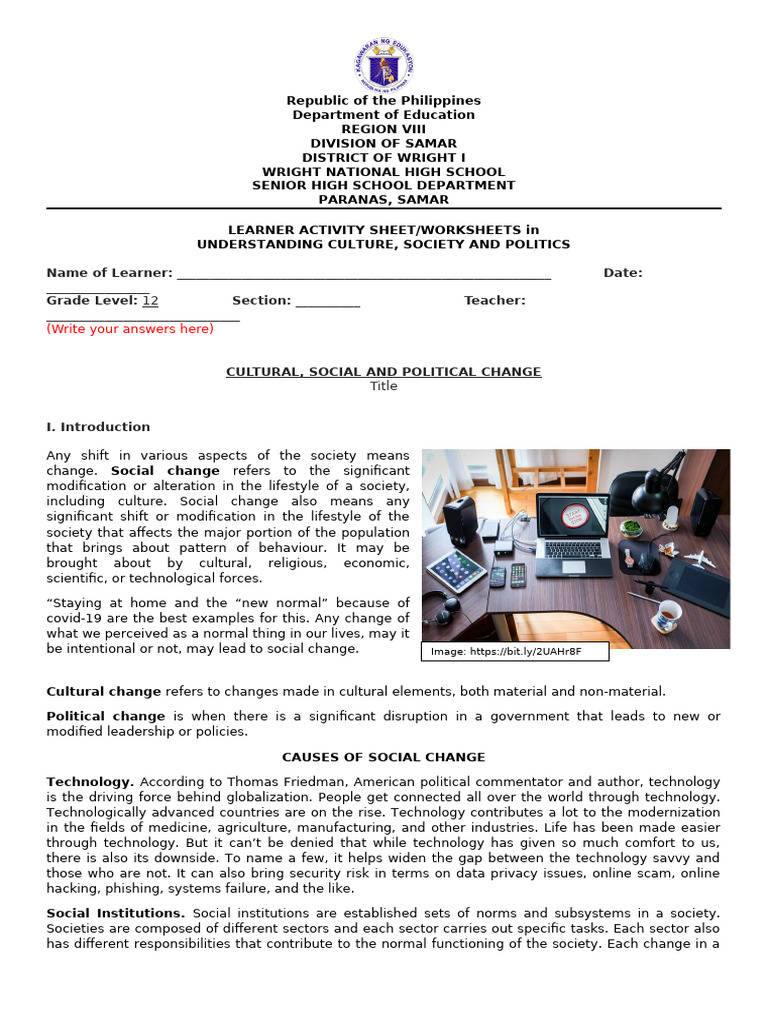 Ucsp Las Social and Political Change | PDF | Ethnicity | Gender Equality