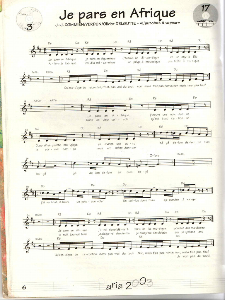 Je Pars en Afrique - Partition | PDF