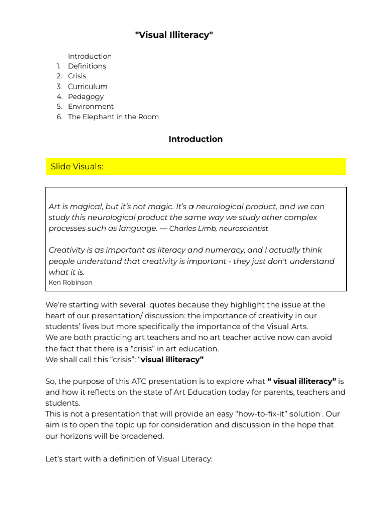 Visual Illiteracy - ATC 2024. Transcript Final | PDF | Literacy ...