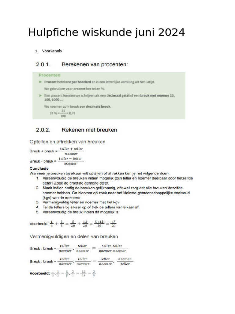 Hulpfiche Op Basis Van Voorbeeldexamen | PDF