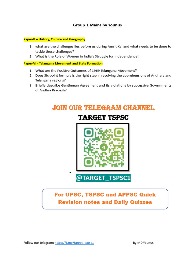 TSPSC Group-1 Mains-Daily Practice Series | PDF