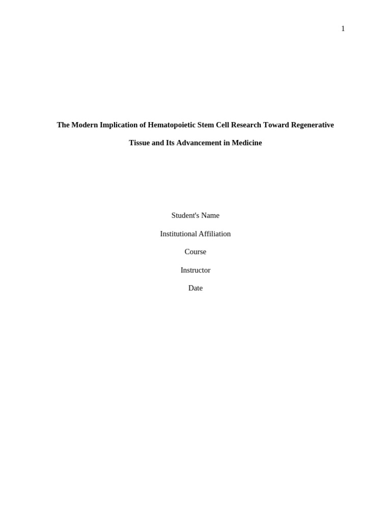 Research Paper 2 Rough Draft - CL34xKu | PDF | Hematopoietic Stem Cell ...