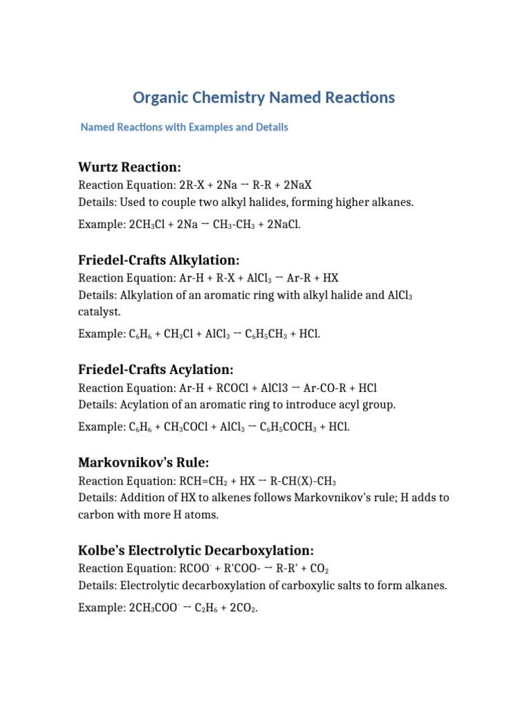 Organic Chemistry Reactions Guide | PDF | Aldehyde | Chemistry