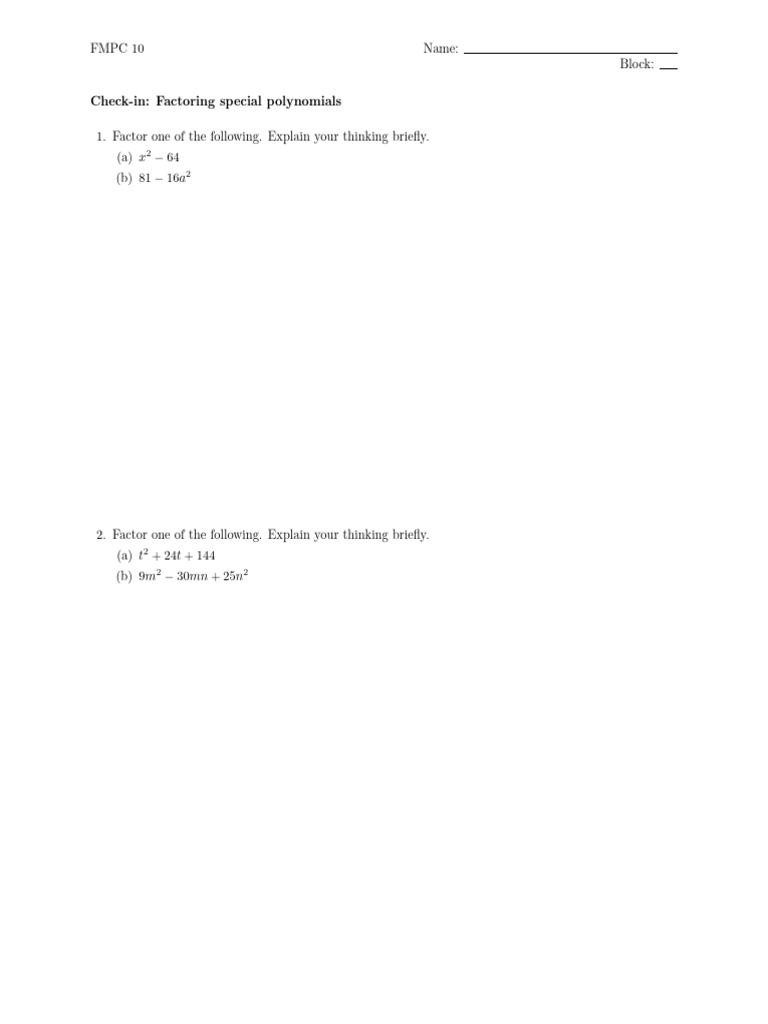 FMPC 10 - Special Polynomials Ticket | PDF