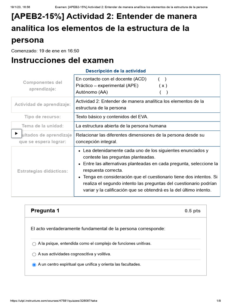 Examen - (APEB2-15%) Actividad 2 - Entender de Manera Analítica Los Elementos de La Estructura ...