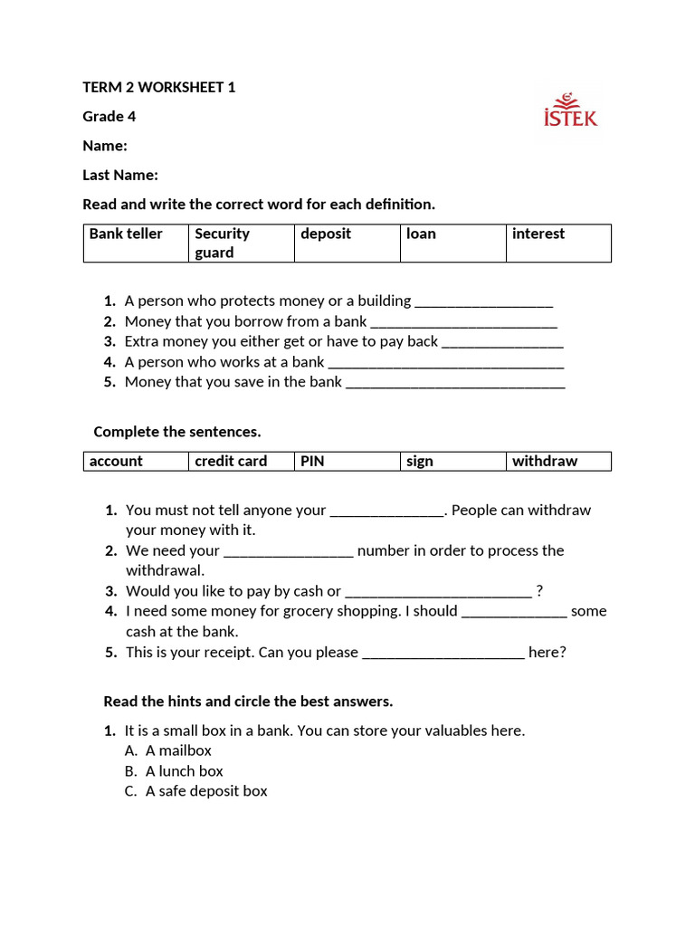 Grade 4 Term 2 Worksheet 1 | PDF