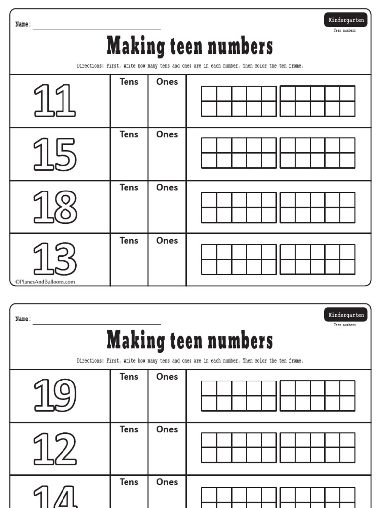Teen Numbers Kindergarten | PDF
