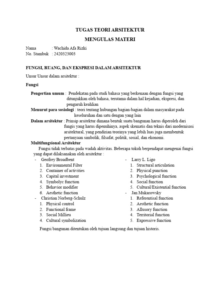 TUGAS 2 TEORI ARSITEKTUR Wachida Afa Rizki | PDF