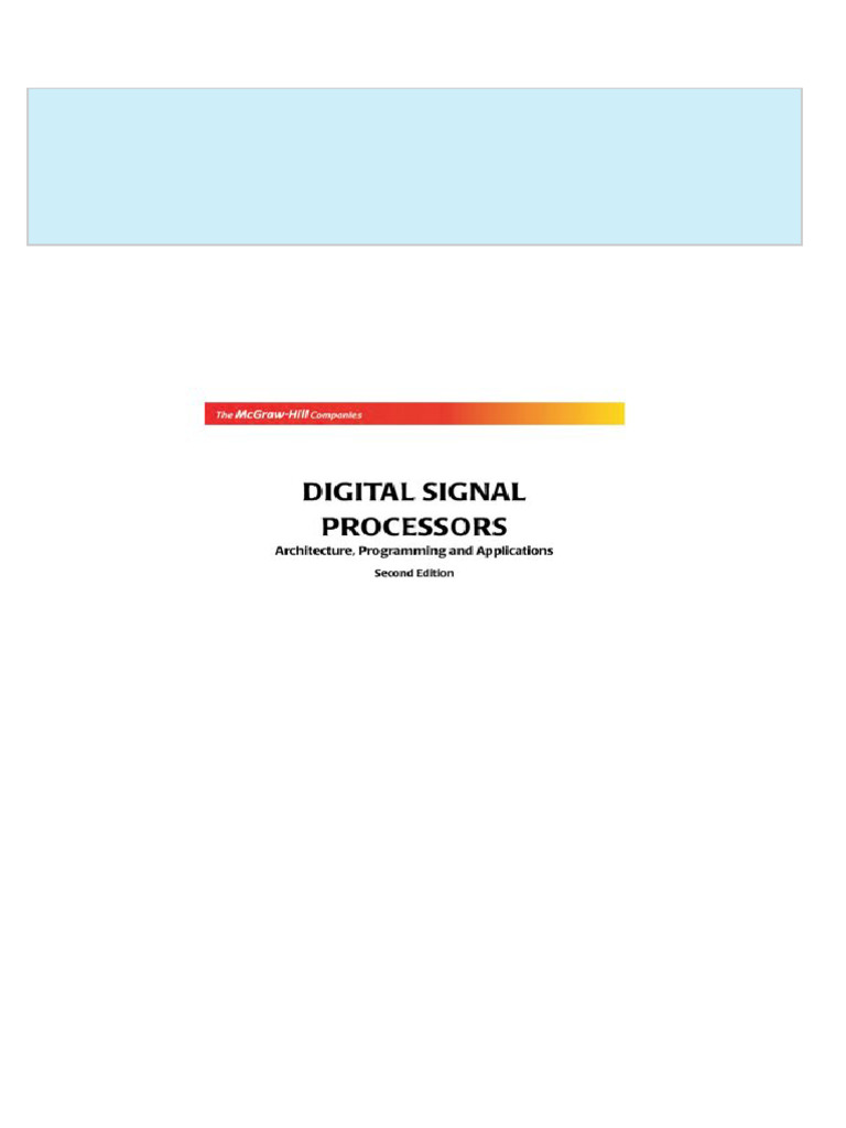 Digital Signal Processors Architecture Programming and Applications 2nd Edition B. Venkataramani ...