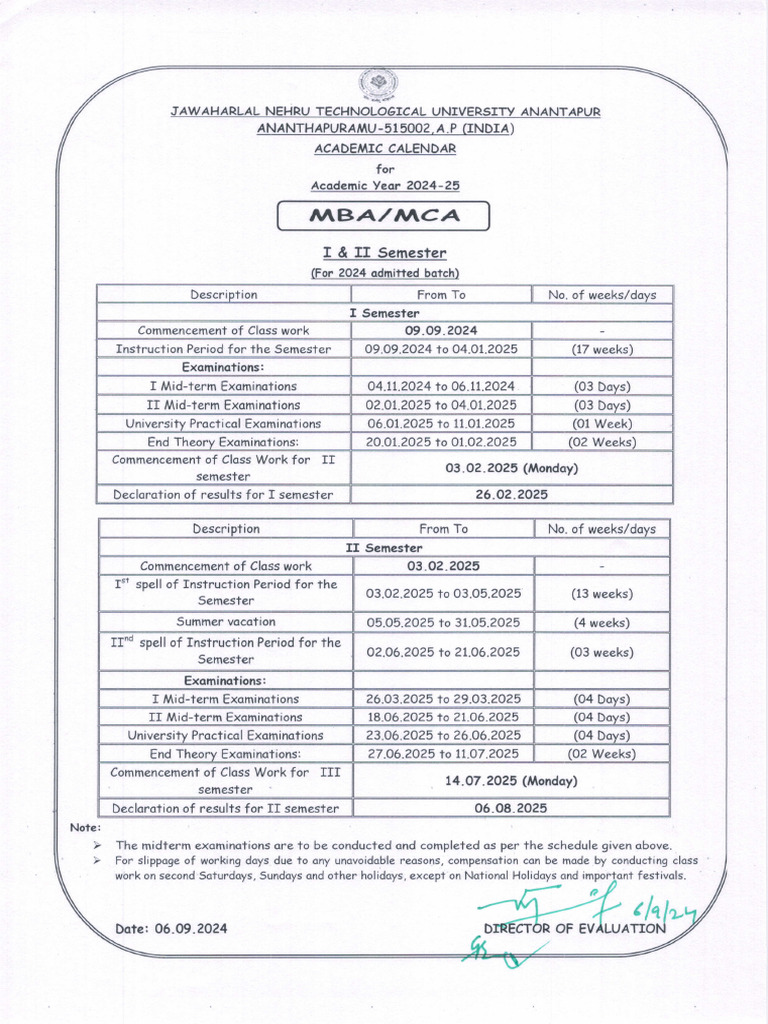 BBDU Academic Calendar 2024-25 | PDF